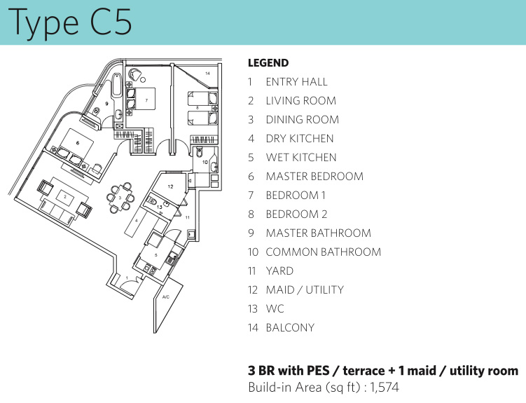 Type C – 3 + 1 Bedrooms Unit | AraGreens Residences @ Ara Damansara